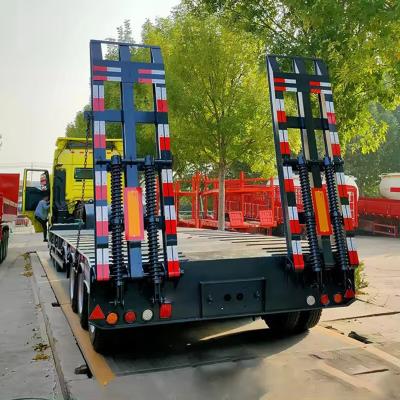 中国 タイヤ番号12 拡張可能な3軸低床トレーラー 双重水力低床半トラックトレーラー 販売のため