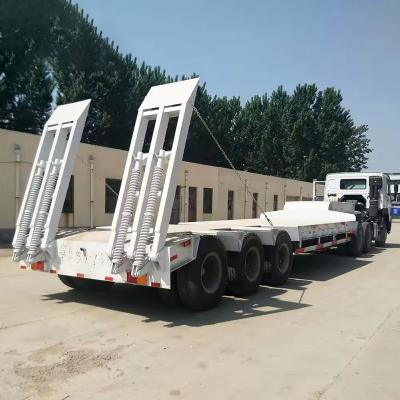 China 50ton Low Bed Flatbed Trailer 3 Axle Flatbed Low Semi-Trailer 1 Year After-sales Service for sale