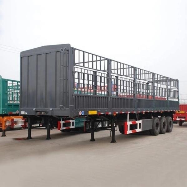 Quality 3 Axles Truck Flatbed Stake House Bar Fence Semi Trailer with Cross Arm Type for sale