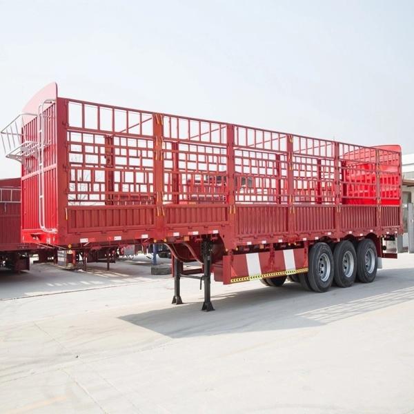 Quality 3 Axles Truck Flatbed Stake House Bar Fence Semi Trailer with Cross Arm Type for sale