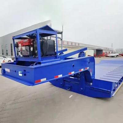 中国 60 80 100 トン ゴースネック 脱ぎ取れる低負荷車 ローボーイ トラック 平床 低床 半トレーラー 販売のため