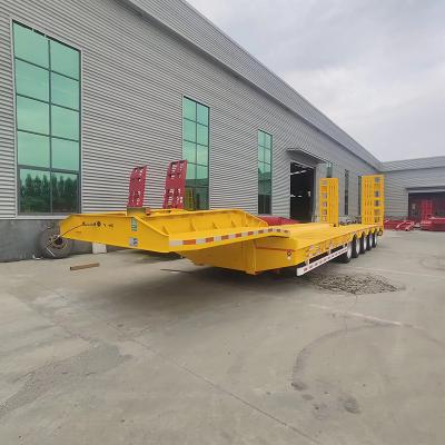 China Zware ijzervervoer 3 as 30 t/60 t lage platbed aanhangwagen met gooseneck Te koop