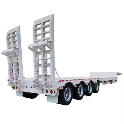 China Low-Bed Truck Trailer Lowboy Flatbed Truck Iron Tread 1820mm Heavy Duty 3 Axles 100t Te koop