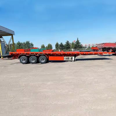 China 20/40 voet plat dek bed platform half vrachtwagen aanhangwagen aanpassing graad zwaar werk Te koop