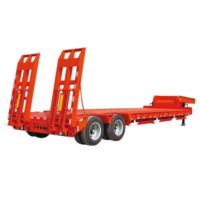 China 3 Axles 40 FT Flatbed 50 Ton Container Low Boy Low Bed Semi Trailer with Flatbed Type for sale