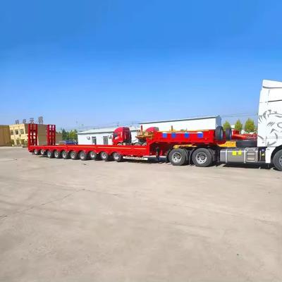 China 3 Axles 40 FT Flatbed 50 Ton Container Low Boy Low Bed Semi Trailer with Flatbed Type for sale