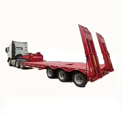 China 3 Axles 40 FT Flatbed 50 Ton Container Low Boy Low Bed Semi Trailer with Flatbed Type for sale
