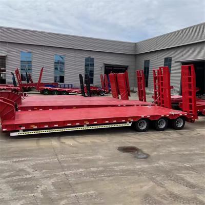 China 3 Axles 40 FT Flatbed 50 Ton Container Low Boy Low Bed Semi Trailer with Flatbed Type for sale