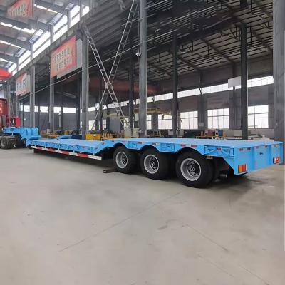 China 3 Axles 40 FT Flatbed 50 Ton Container Low Boy Low Bed Semi Trailer with Flatbed Type for sale
