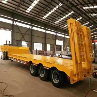 China 12 m platbed platbed vracht half-trailers met 3 assen gooseneck transport laag bed Te koop