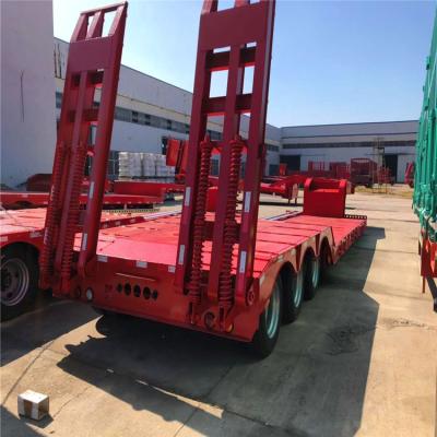China 12 m platbed platbed vracht half-trailers met 3 assen gooseneck transport laag bed Te koop