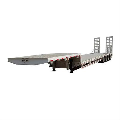 China Aanpasbaar dubbele tri-as 40FT platbed chassis Halve aanhanger met platbed ontwerp Te koop