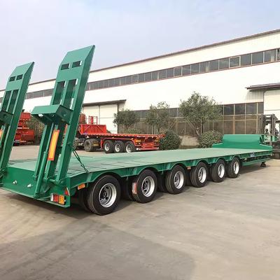 China Direct 3 Axles 40FT 60FT Container Chassis Flat Bed Semi Trailer with 12r22.5 Tires for sale