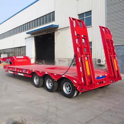 Cina 3 assi Container Flatbed Trailer 20-60 piedi Flatbed Semi-Trailer con 28 t di terra in vendita