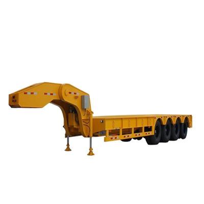 China Zware 50 ton maximale lading 3 assen laagbed semi-truck aanhangwagen stalen standaard 28 ton Te koop
