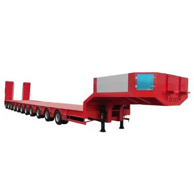 China 10 bandennummer zware 3 assen lowboy aanhangwagen 60 80 100 ton low bed semi truck aanhangwagen Te koop