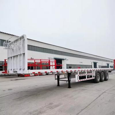 China Handmatig landingsbeen 60 ton zware laagbed vrachtwagen aanhangwagen voor 40ft container vervoerder Te koop