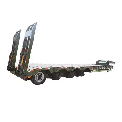 China 13500X3000X1550 mm ijzeren half-aanhanger met laag bed voor het transport van machines 13m platbed aanhanger Te koop