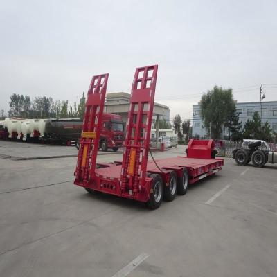 China 3 assen 50 ton 60 ton laaggelegen half-truck aanhangwagens voor het vervoer van zwaar materieel Te koop