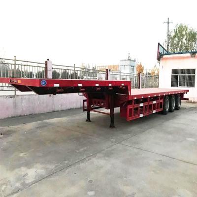 China Staal platbed aanhangwagen 20FT 40FT 3/4/5 assen laagbed semi-aanhangwagen voor containervervoer Te koop
