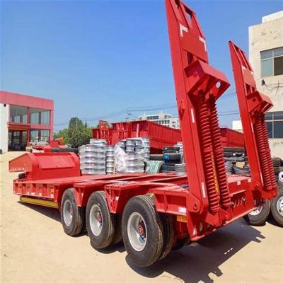 China 60 ton 3 assen uitbreidbare laagbed aanhangwagen / laag platbed semi-aanhangwagen / laag boy truck semi-aanhangwagen Te koop