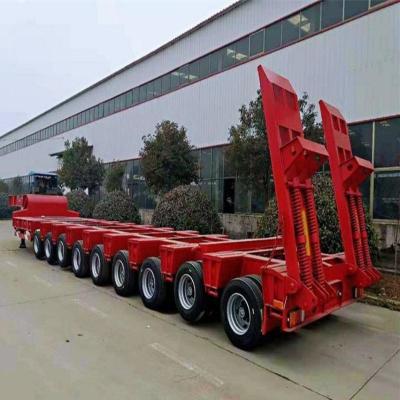 China 60 ton 3 assen uitbreidbare laagbed aanhangwagen / laag platbed semi-aanhangwagen / laag boy truck semi-aanhangwagen Te koop