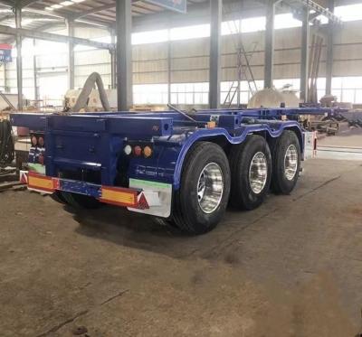 China Flatbed 3-Axle 20- and 40-Foot Dock Container Skeleton Truck Trailer for Long-Lasting for sale