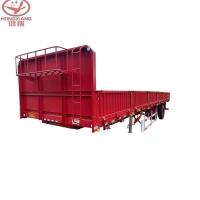 China Customization 3 Axle Flatbed Trailer with Long Side Wall/Sidewall Cargo Semi Trailer for sale