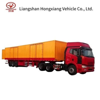 China Suspensão tipo braço cruzado 3 eixo 40t 50ton 60ton Cargo Van Box Semi-reboque para carga à venda