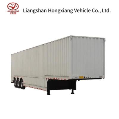 China Suspensão tipo braço cruzado 3 eixo 40t 50ton 60ton Cargo Van Box Semi-reboque para carga à venda