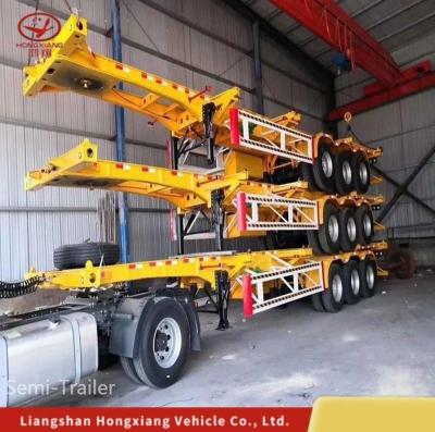 China Immobilize 40FT Skeleton Semi Container Trailer with Dual Line Braking System 3axles for sale