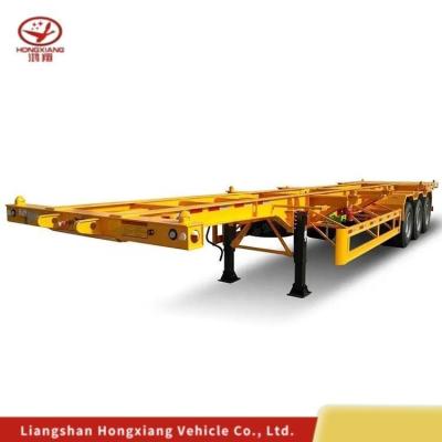 China Immobilize 40FT Skeleton Semi Container Trailer with Dual Line Braking System 3axles for sale
