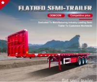 China 50 Tons Flat Deck Trailer 20FT 40FT 45FT 53 Foot Container Chassis Flatbed Semi Trailer for sale