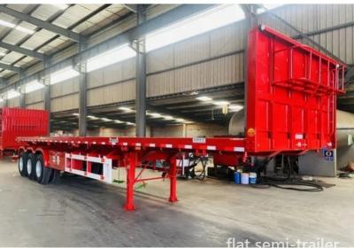 China BPW 12t X 3 Flat Bed Semi Trailer with 60tons Loading Capacity and Air Bag Suspension for sale
