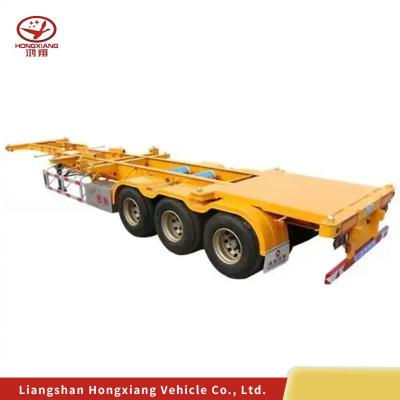 China Immobilize Dual Line Braking System 5.5 Tons Galvanized Dock Skeleton Semi Trailer for sale