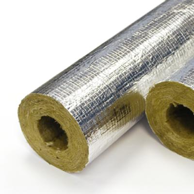 China Fireproof RockWool Pipe Wired Mesh Heat Insulation With Aluminum Foil for sale