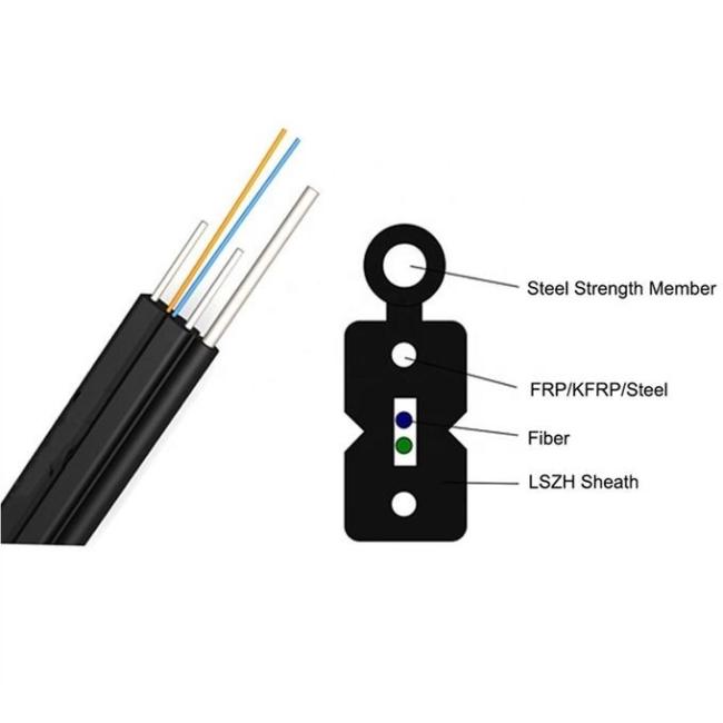 GJYXCH FTTH Outdoor Self Supporting Drop Cable 2 Core G657A1 fiber  Figure 8 Fiber Optic Cable steel wir 2