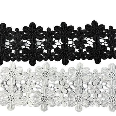 China 2cm-4CM Water-Soluble Polyester Flower Embroidery Lace Trim French Lace  3D Sequins for Children's Vest Clothing for sale