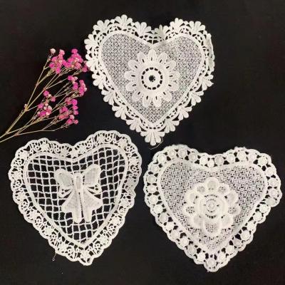 China Exquisite 3D Heart-Shape Polyester Milk Yarn Embroider Patch Lace Decoration Multiple Floral Patterns for Ladies' Dresses for sale