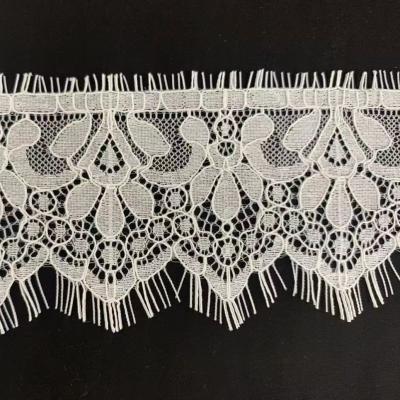China Double-Sided 7/8cm Small Eyelash Lace in Black & White Nylon Trimming for Dresses for sale