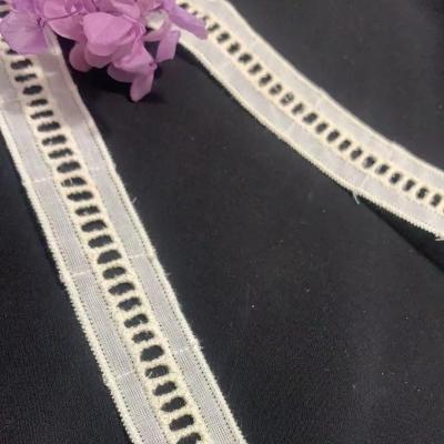 China 2.3cm 100% Cotton Openwork Lace Trim - Ribbed Pattern Fabric Border for sale