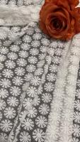 China High Quality Wholesale Snowflake Patterned Polyester Lace Fabric Embroidered Fabric, with Customizable Patterns for sale