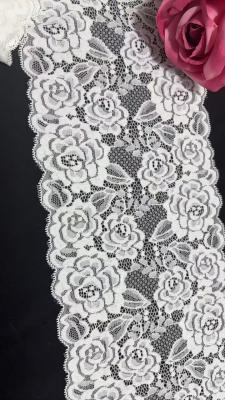 China 18CM Retro Vintage Hollow Bloom Elastic Lace Edging Premium Spandex Trim for Luxury Lingerie, Maxi Formal Dresses & Sofa Textile Handcraft for sale