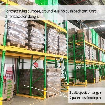 China HHT Push Back Pallet Racking  1-2 Pallet Width  For Industry Storage for sale