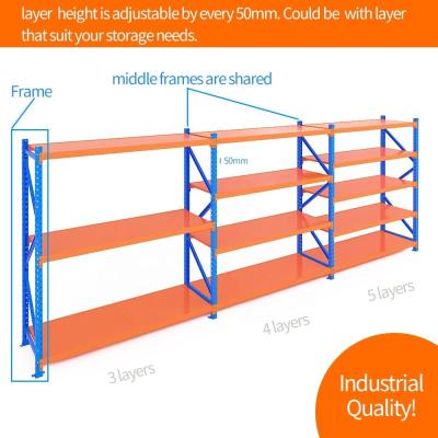 China Industrial Metal Rack Storage Shelf with Adjustable Level Height and Customized Size for sale