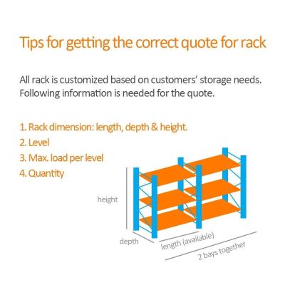 China Industrial Metal Rack Storage Shelf with Adjustable Level Height and Customized Size for sale