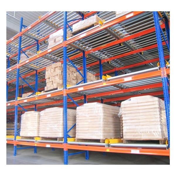 Pallet Flow Racking for FIFO Storage of 300-1500kgs/pallet in Blue/Orange/Yellow/Grey