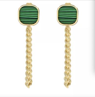 China 45cm Lang Groen Gem Pendant Earrings Studs 18K Gouden Roestvrij staal Te koop