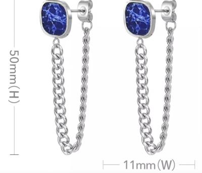 China ouro verde longo de 45cm Gem Pendant Earrings Studs 18K de aço inoxidável à venda