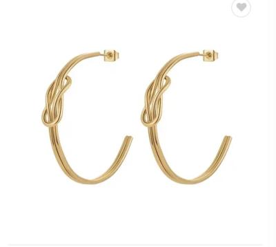 Cina Oem Gold Hoop Earrings For Women Girls Gold Plated Knot Statement Lightweight Thick Trendy Small Open in vendita
